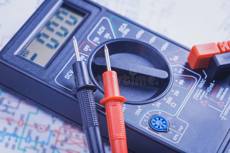 Multimeter on the Electrical Circuit. Close-up Stock Image - Image of ...