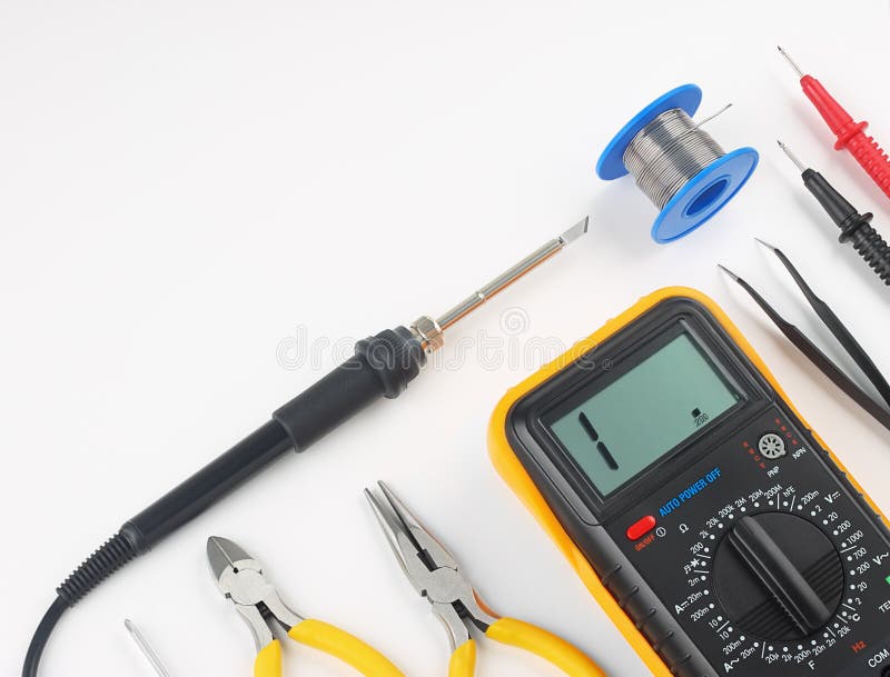 Multimeter and hand tools stock image. Image of measurement - 115379017