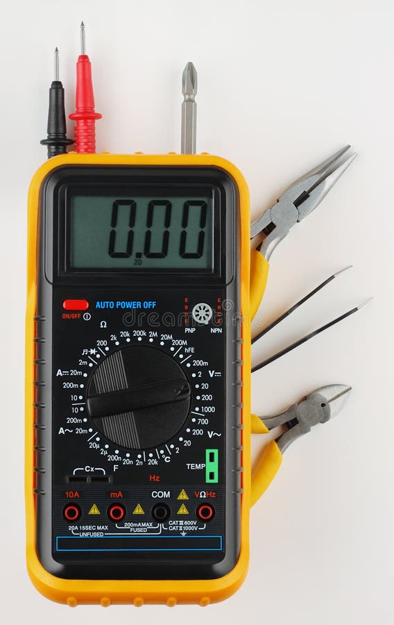 Multimeter and hand tools stock photo. Image of display - 115061184