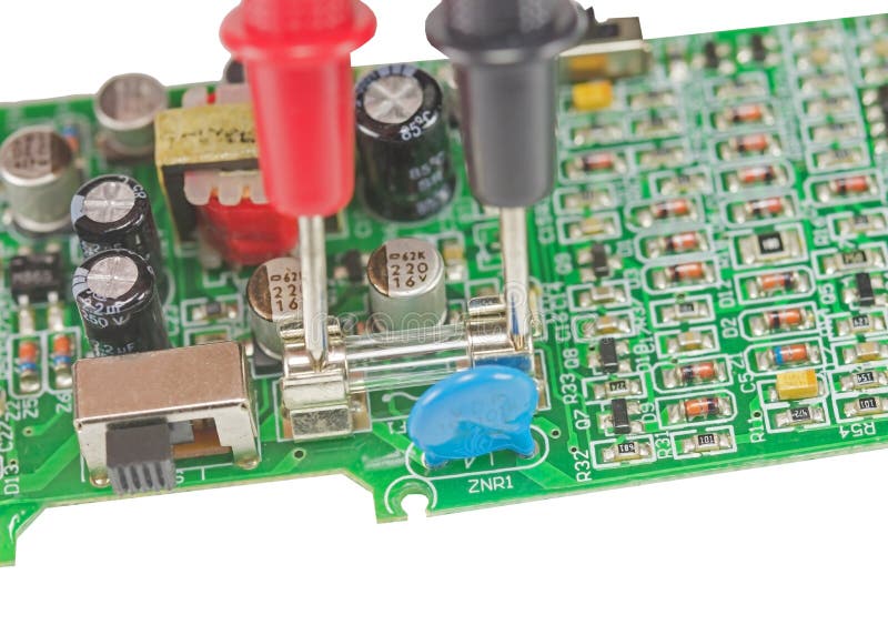 Multimeter Probes Examining a Computer Circuit Board Stock Image ...