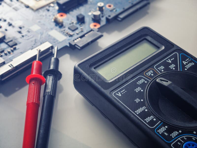 Multimeter Test, Electronic Board of Digital Device with Components ...