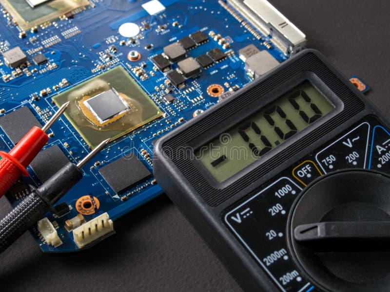 Multimeter Test, Electronic Board of Digital Device with Components ...