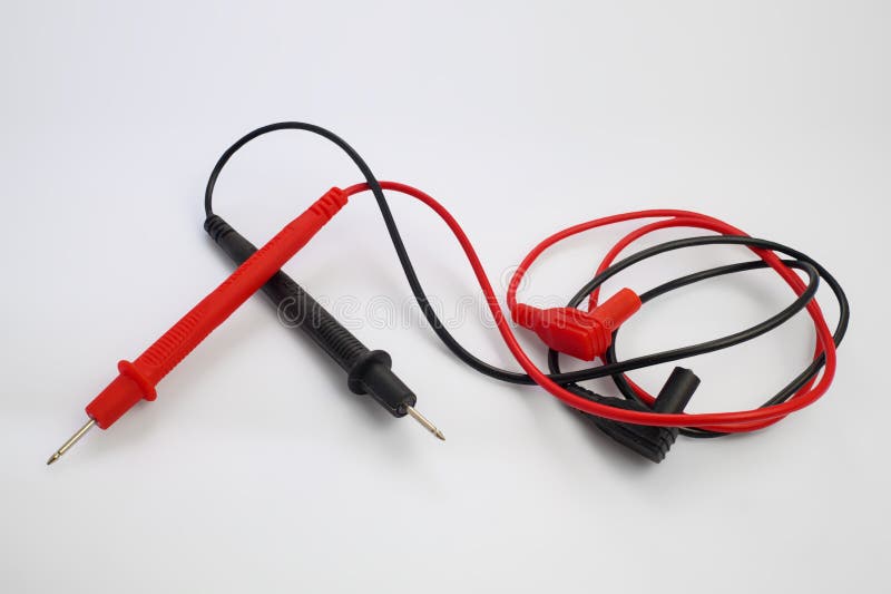 Multimeter Test Probes with Red and Black Wires on White Background ...