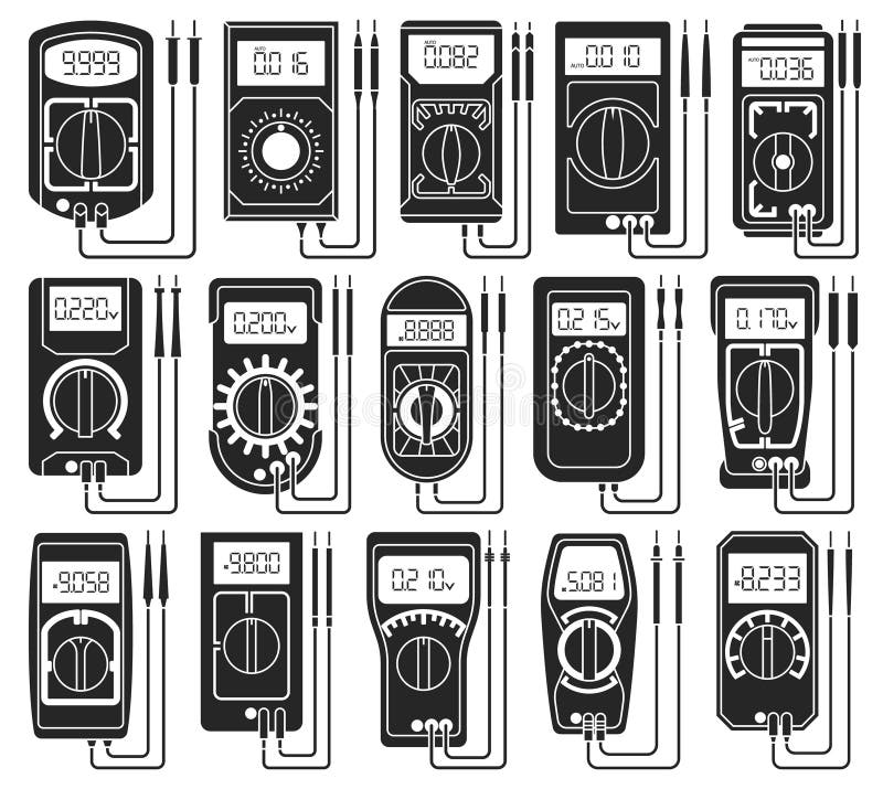 Multimeter Vector Black Set Icon. Vector Illustration Voltmeter on ...