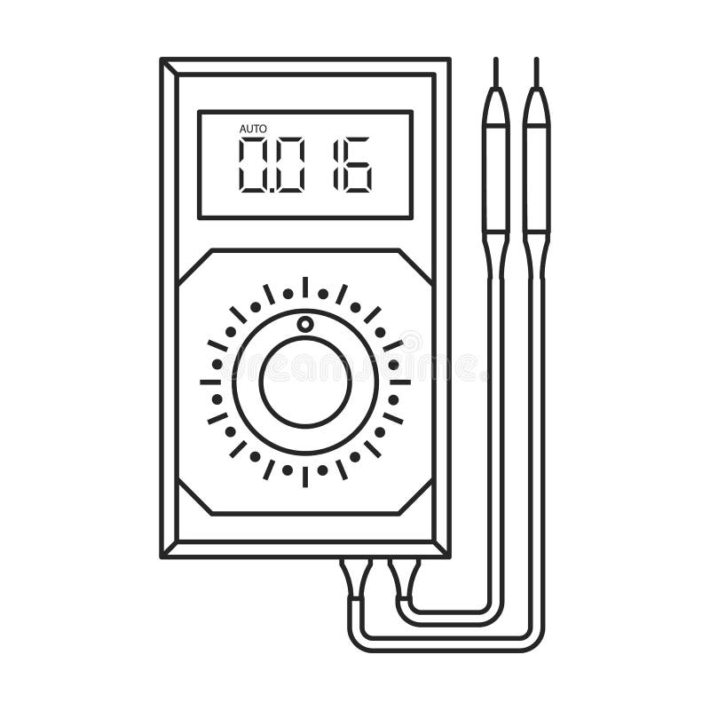 Multimeter Vector Icon.Outline Vector Icon Isolated on White Background ...