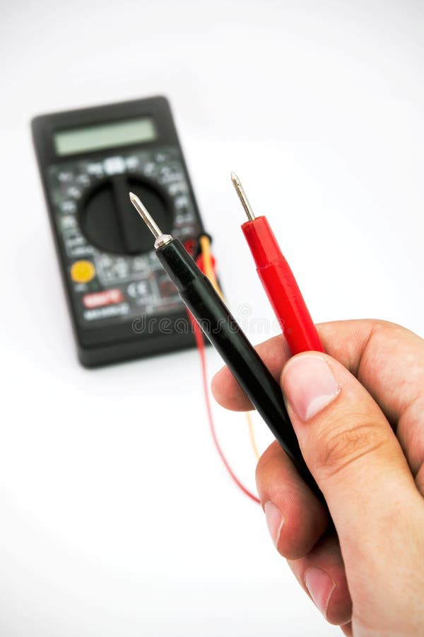 Multimeter with Wire in Hands Stock Photo - Image of engineering ...