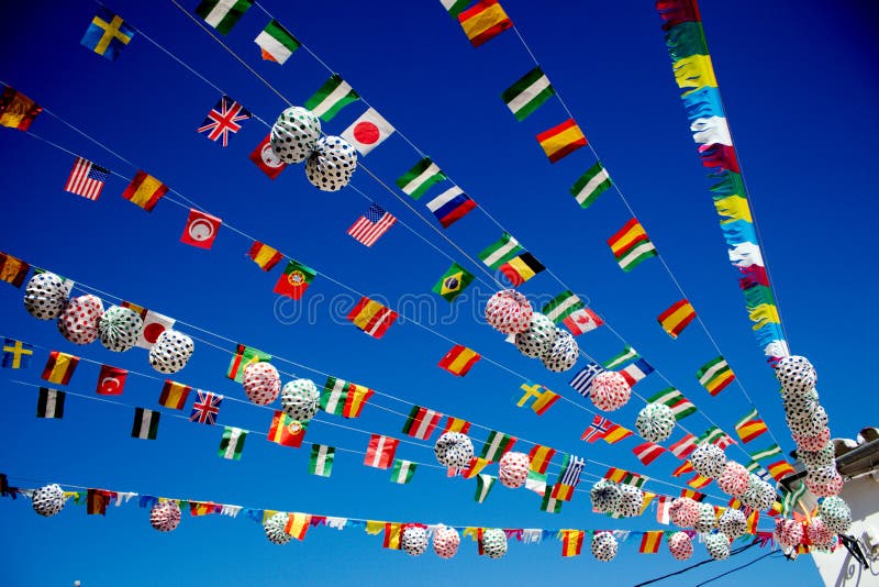 Multinational Bunting at a Celebration Stock Photo - Image of finish ...