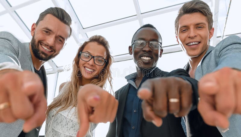 Multinational Business Team Points Their Fingers at You Stock Image ...