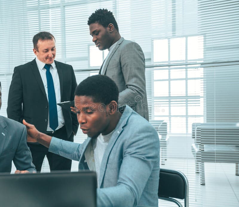 Multinational Business Team Works in the Office. Stock Image - Image of ...