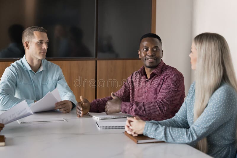 Multinational Employees Gathered in Boardroom for Training Stock Photo ...