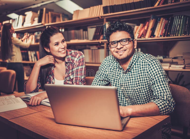Multinational Group of Cheerful Students Studying in the University ...
