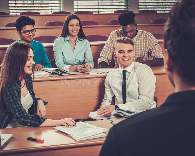 Multinational Group of Cheerful Students Taking an Active Part in a ...