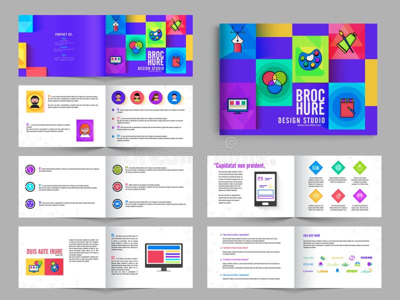 Multipage Brochure, Leaflet Design Pack with in Purple Color for Art ...
