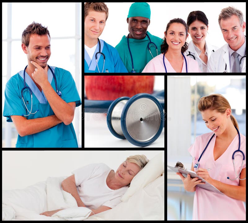 Multipanel of Doctors Attending To Patients Stock Photo - Image of ...