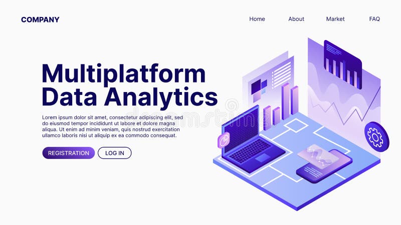 Multiplatform Data Analytics. Data Analyse Stock Vector - Illustration ...