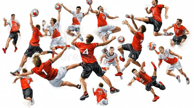 Multiple Action Handball Illustration Stock Illustration - Illustration ...