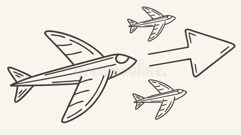 Multiple Airplanes Flying, Travel and Aviation Concept, Vector Design ...