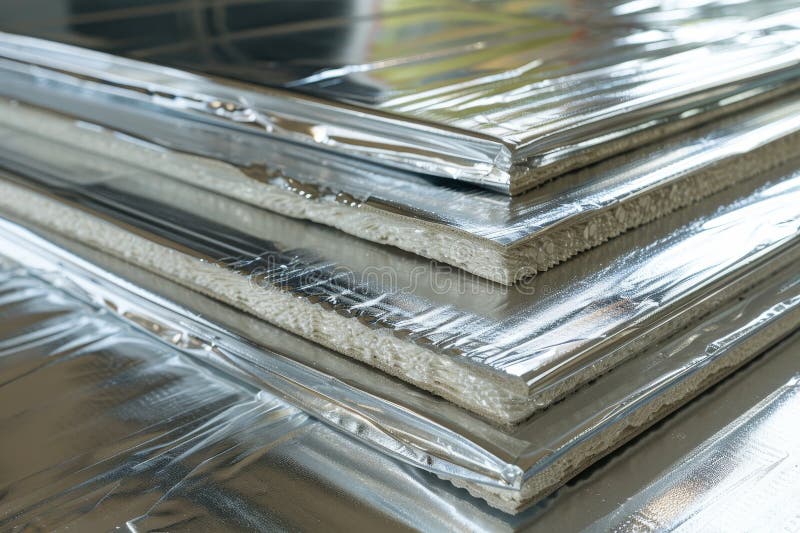 Multiple Aluminum Foil Sheets Neatly Stacked on Top of Each Other, Foam ...