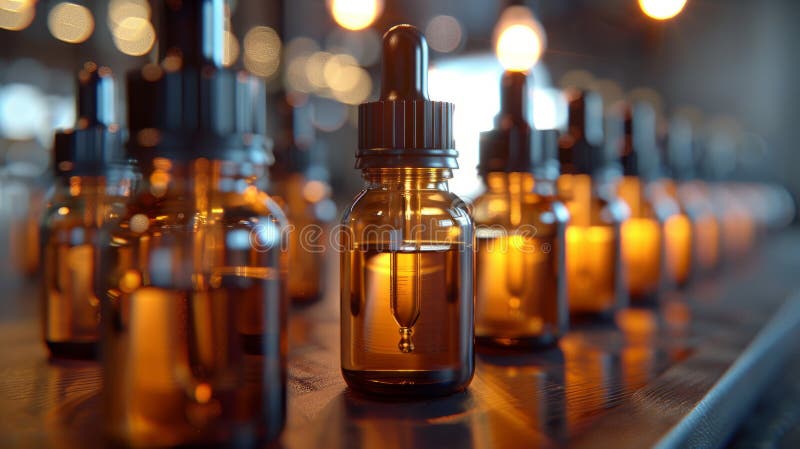 Multiple Amber Dropper Bottles in a Row Stock Image - Image of extracts ...
