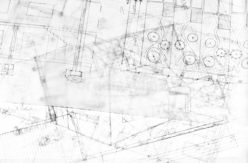 Multiple Architecture Plans on Building Drawing Stock Photo - Image of ...