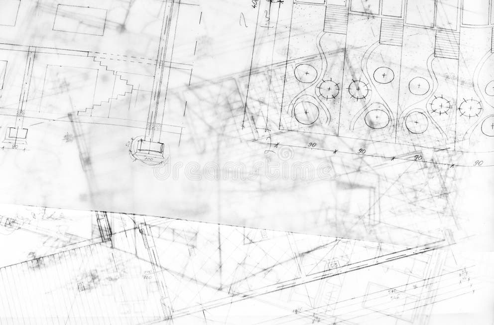 Multiple Architecture Plans on Building Drawing Stock Photo - Image of ...