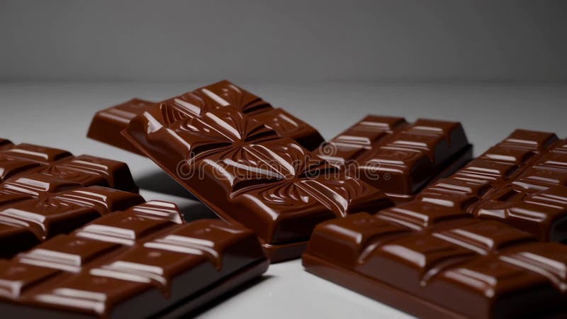 Multiple Arrangements of Chocolate Bars on a Reflective Surface Stock ...