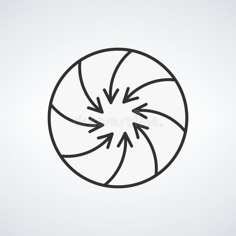 Multiple Arrows Circle Pointing Center Icon in Line Style. Stock Vector ...