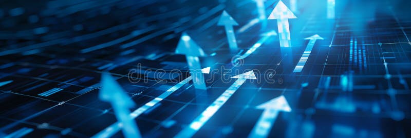 Multiple Arrows Pointing Up Representing Business Growth on Blue ...