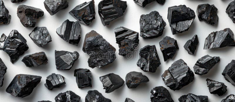 Black Coal Rocks on White Table Stock Photo - Image of plain, sizes ...