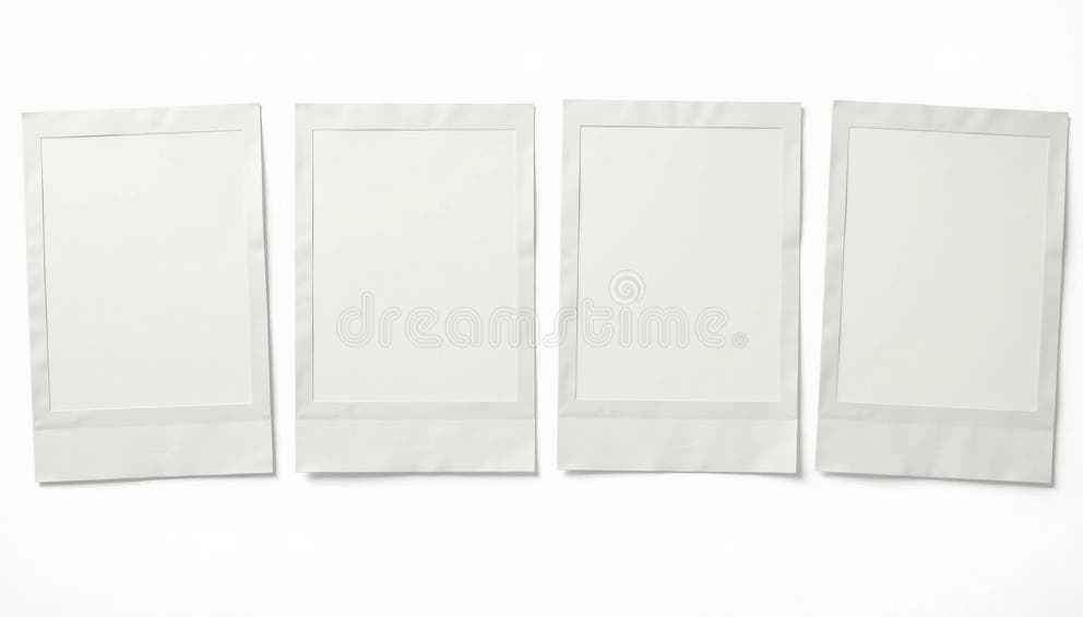 Multiple Blank Polaroid Frames in a Straight Line, Isolated on White ...