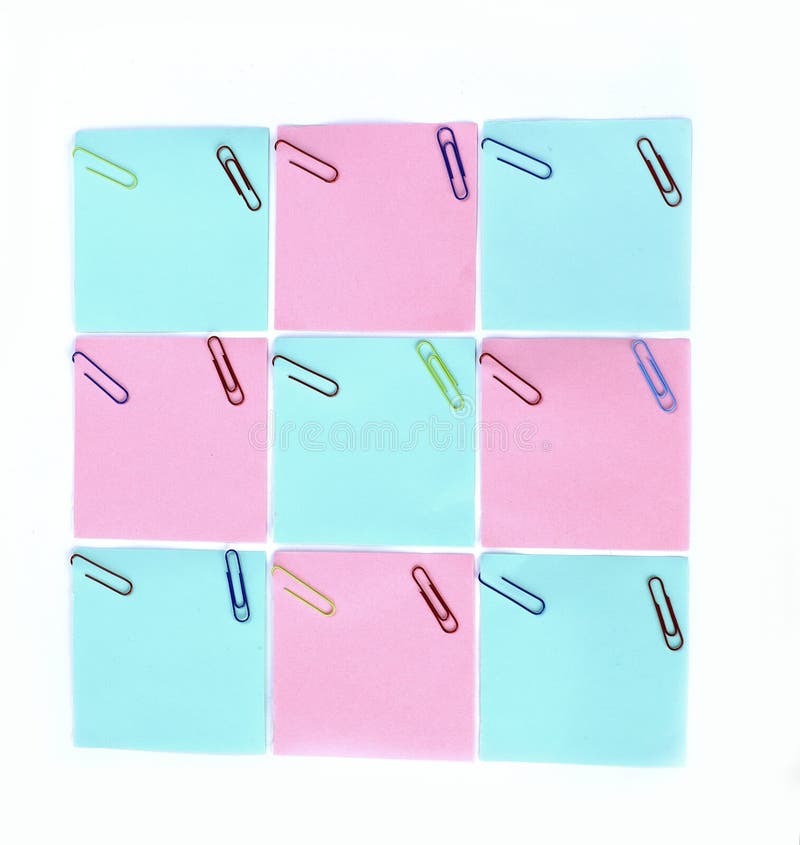 Multiple Blank Sheets for Notes with Paper Clips Isolated on White ...