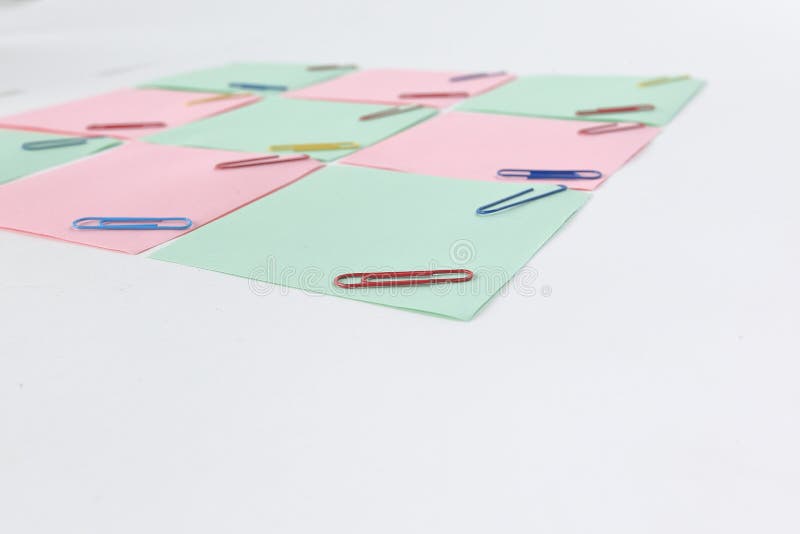 Multiple Blank Sheets for Notes with Paper Clips Isolated on White ...