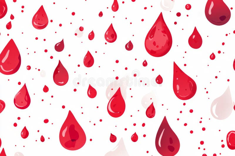Multiple Blood Drops in Various Sizes, Scattered Across a White ...