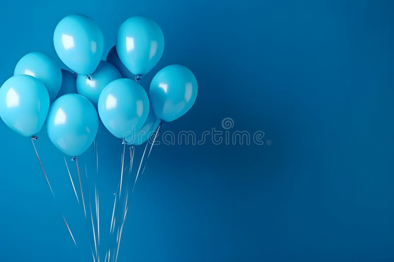 Blue Balloons on Blue Background, Generative AI Stock Illustration ...