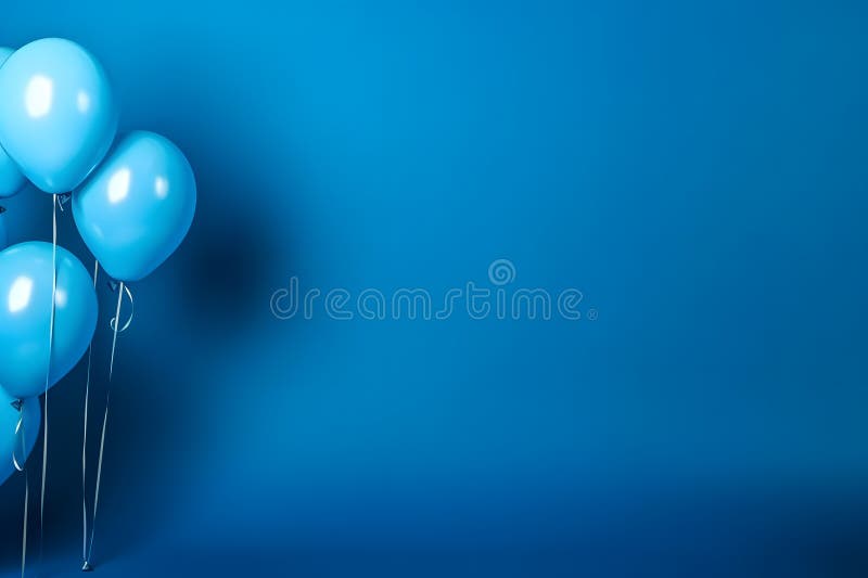 Blue Balloons on Blue Background, Generative AI Stock Illustration ...