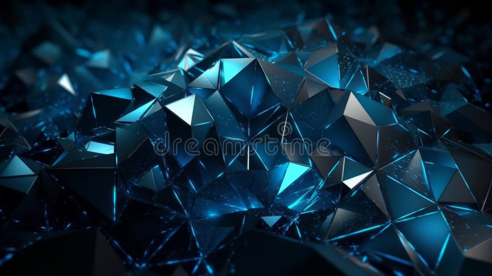 Multiple Blue Diamonds on a Black Background. Generative Ai Stock ...