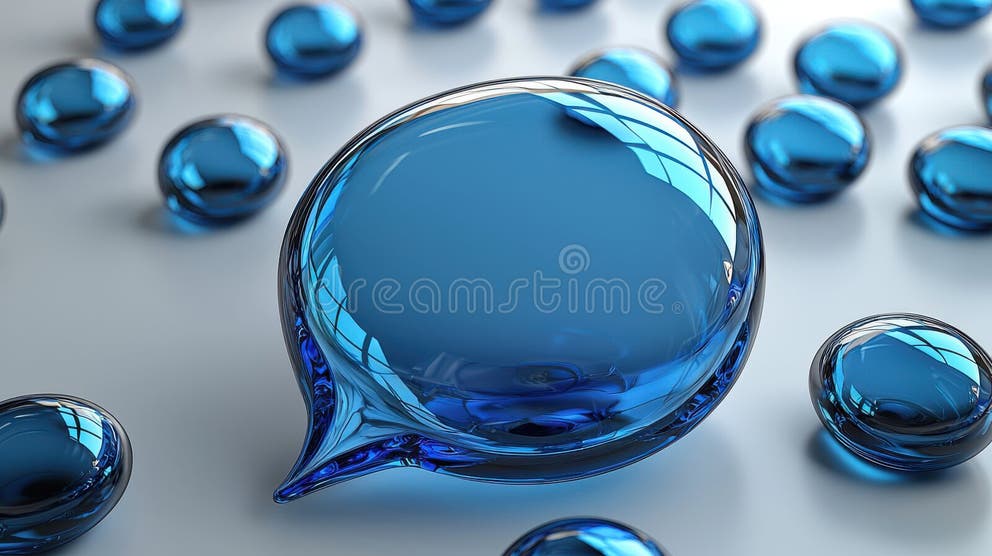 Multiple Blue Glass Chat Bubbles Closeup. Stock Illustration ...