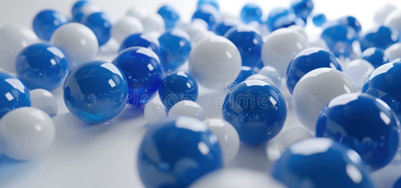 Multiple Blue and White Balloons on a White Surface Stock Illustration ...