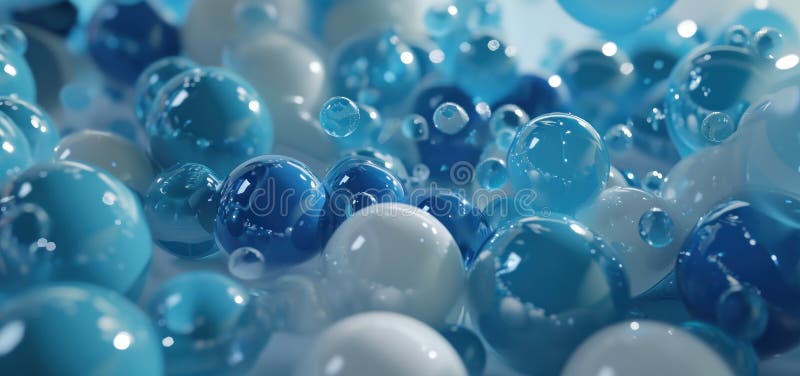 Multiple Blue and White Balloons on a White Surface Stock Illustration ...