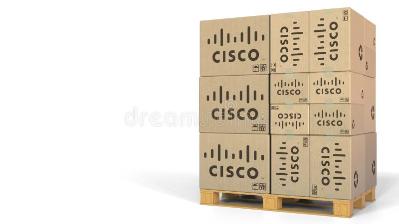 Multiple Boxes with Cisco Logo. Editorial 3D Rendering Editorial Stock ...