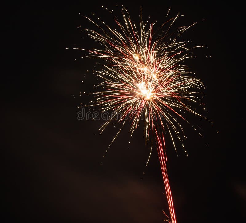 Multiple Bright Red and White Fireworks at Night Stock Photo - Image of ...