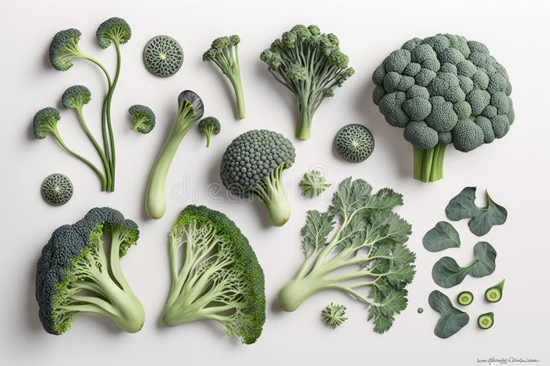 Multiple Broccoli Images on White Backdrop Stock Illustration ...