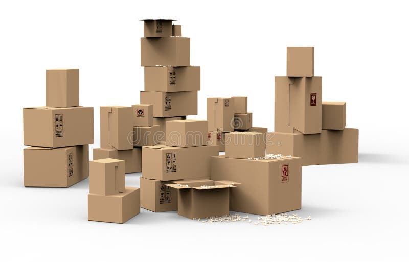 Multiple Brown Cardboard Packing Boxes Stock Illustration ...