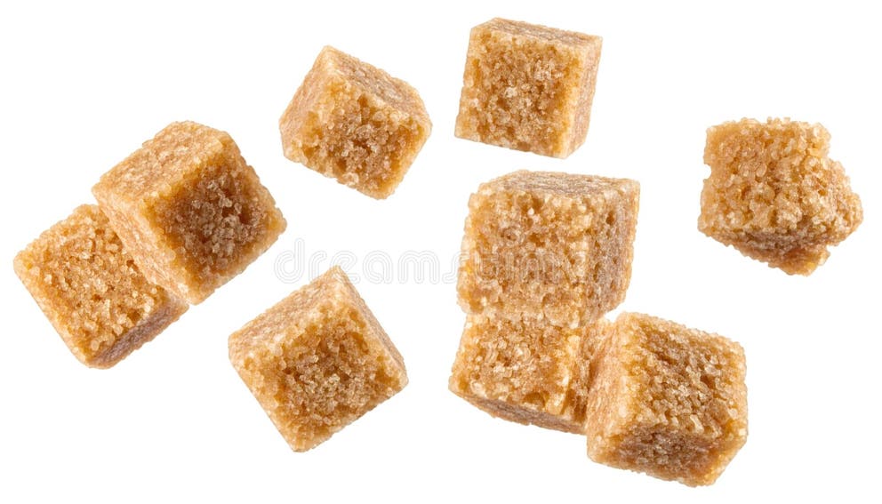 Multiple Brown Sugar Cubes Falling with Transparent Background Stock ...