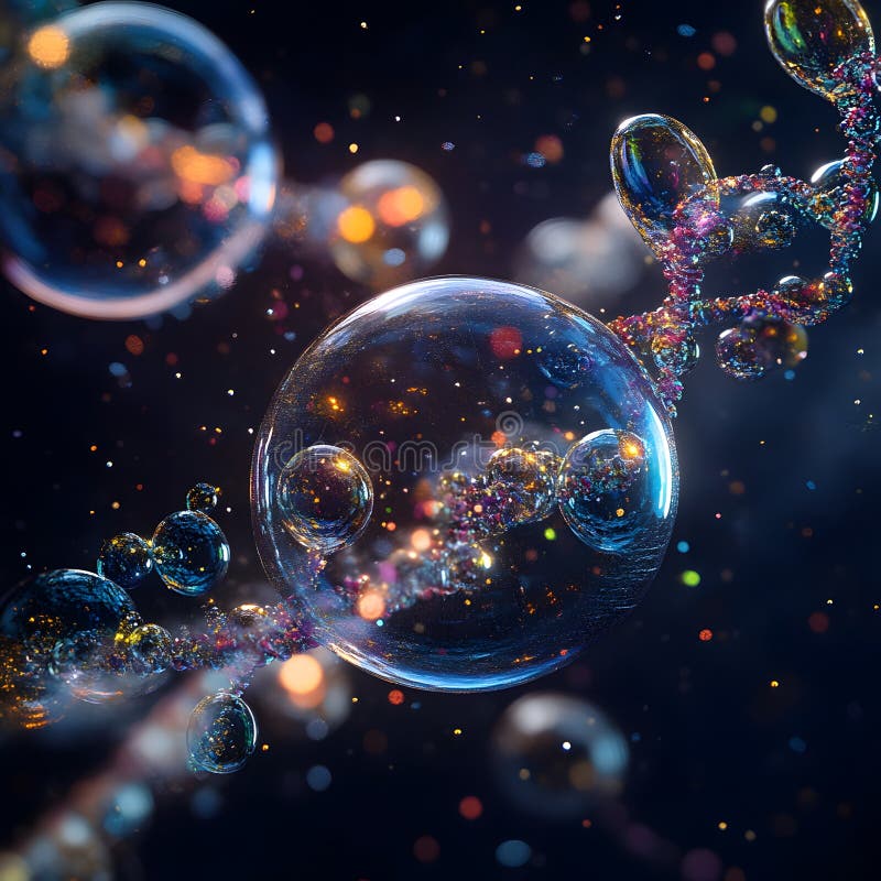 Multiple Bubbles Connected by Colorful DNA Stock Illustration ...