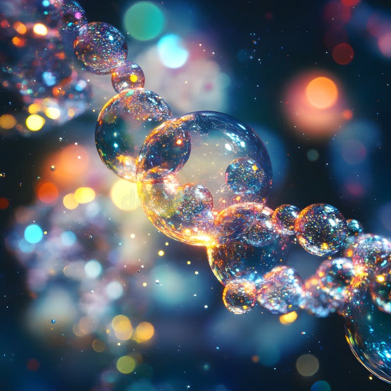 Multiple Bubbles Connected by Colorful DNA Stock Illustration ...