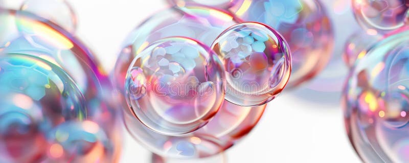 Multiple Bubbles Overlapping Slightly on a Blank White Canvas, Creating ...