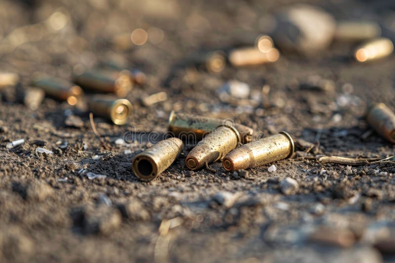 Multiple Bullet Casings Lying on the Ground in a Scattered Pattern ...