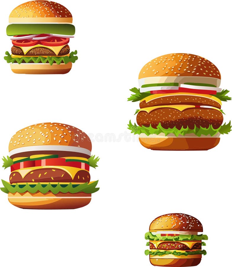 Burger Vector Variety stock vector. Illustration of onion - 303543951