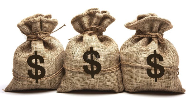 Burlap Money Bag with Dollar Sign Held by Hands on Yellow Background ...